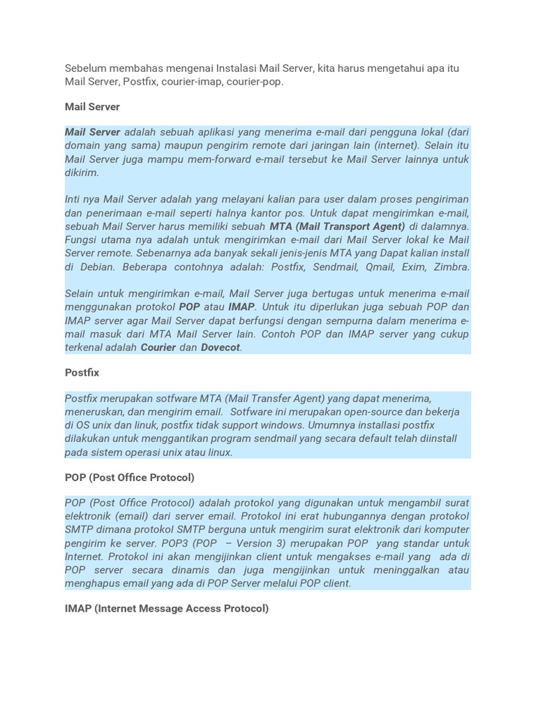 Panduan Instalasi Mail Server Debian | PDF | Komputer | Teknologi ...