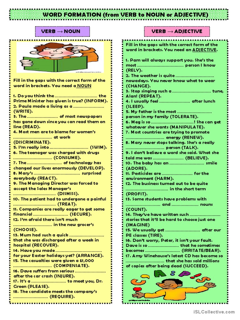 Word Formation (From Verb To Noun or Adjective) | Download Free PDF ...