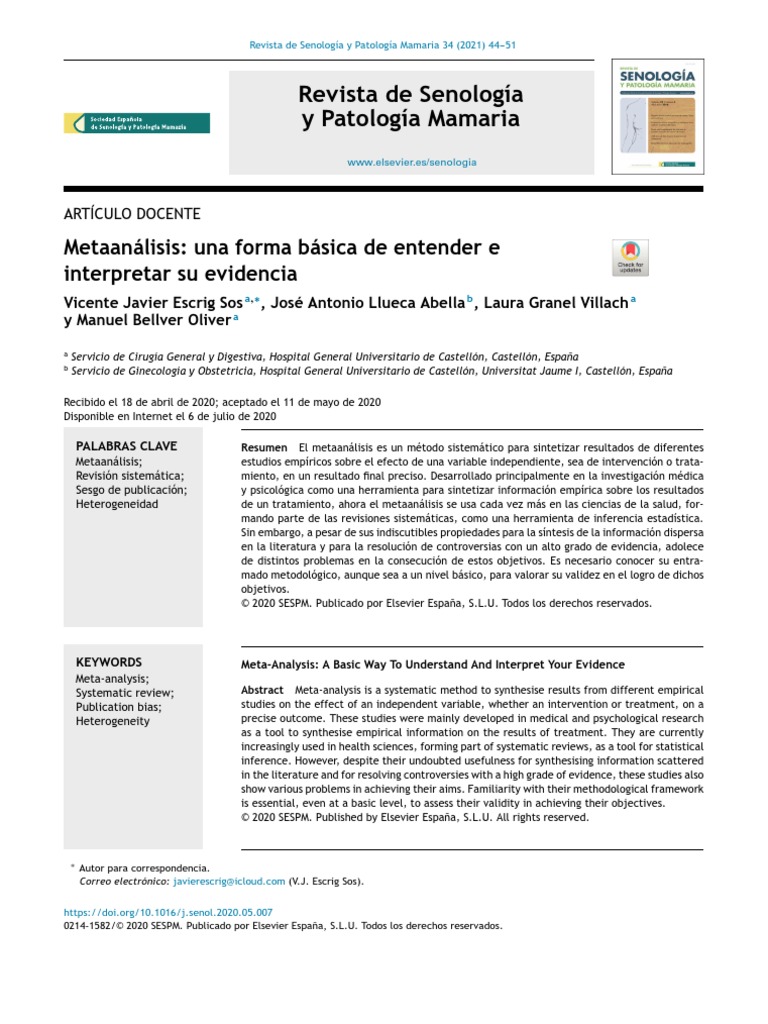 Metaanálisis Una Forma Básica de Entender e Interpretar Su Evidencia ...