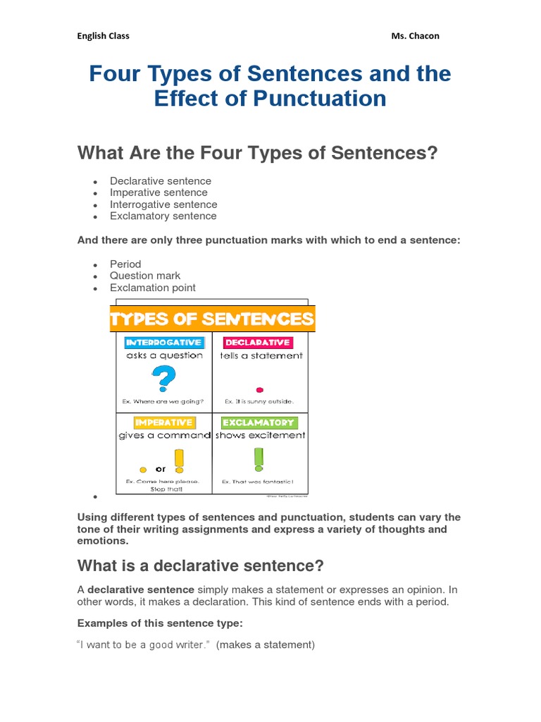 Four Sentence Types and Punctuation | PDF