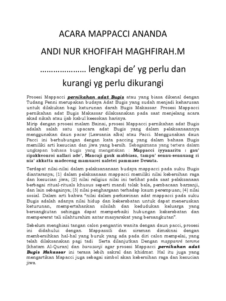 Prosesi Mappacci Adat Bugis | PDF | Agama & Spiritualitas