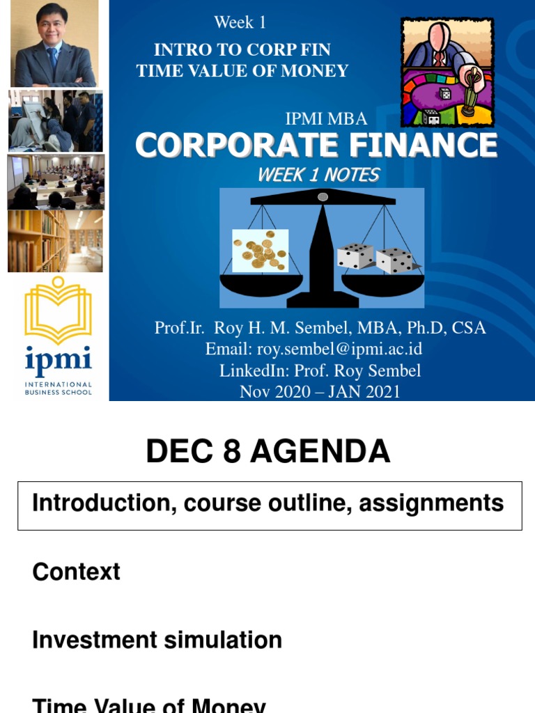 Terbaru 202012 Handout Week 1 Corp Fin Mba Ipmi Intro To Corp Fin TVM ...