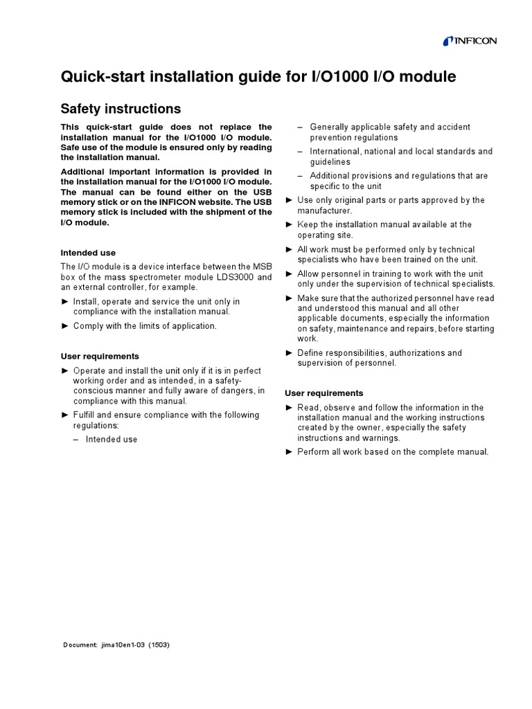 Leybold Quick-Start Guide For IO Interface | PDF | Programmable Logic ...