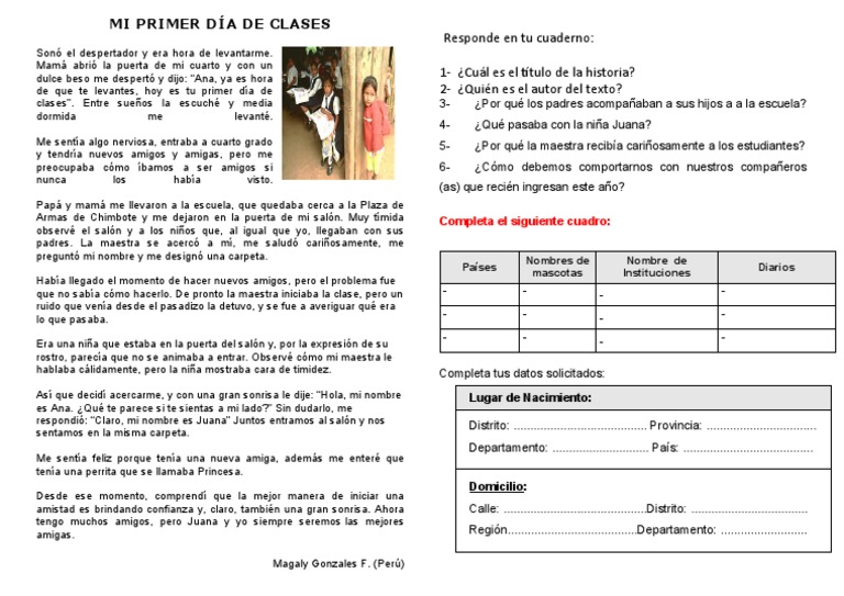 Mi Primer Día de Clases | PDF