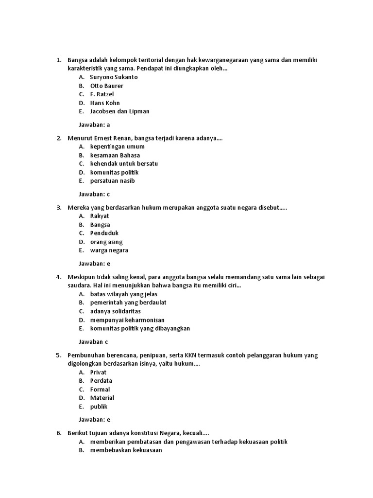 PPKN Contoh Soal | PDF | Politik