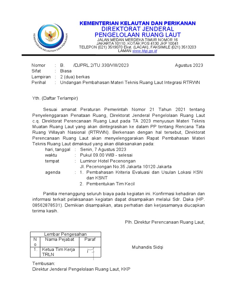 Surat FGD Penetapan Lokasi KSN - KSNT | PDF