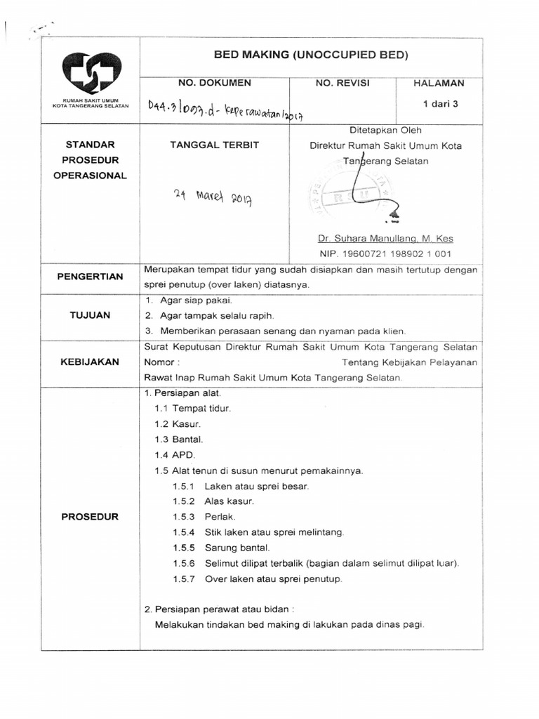 Bed Making (Unoccupied Bed) | PDF