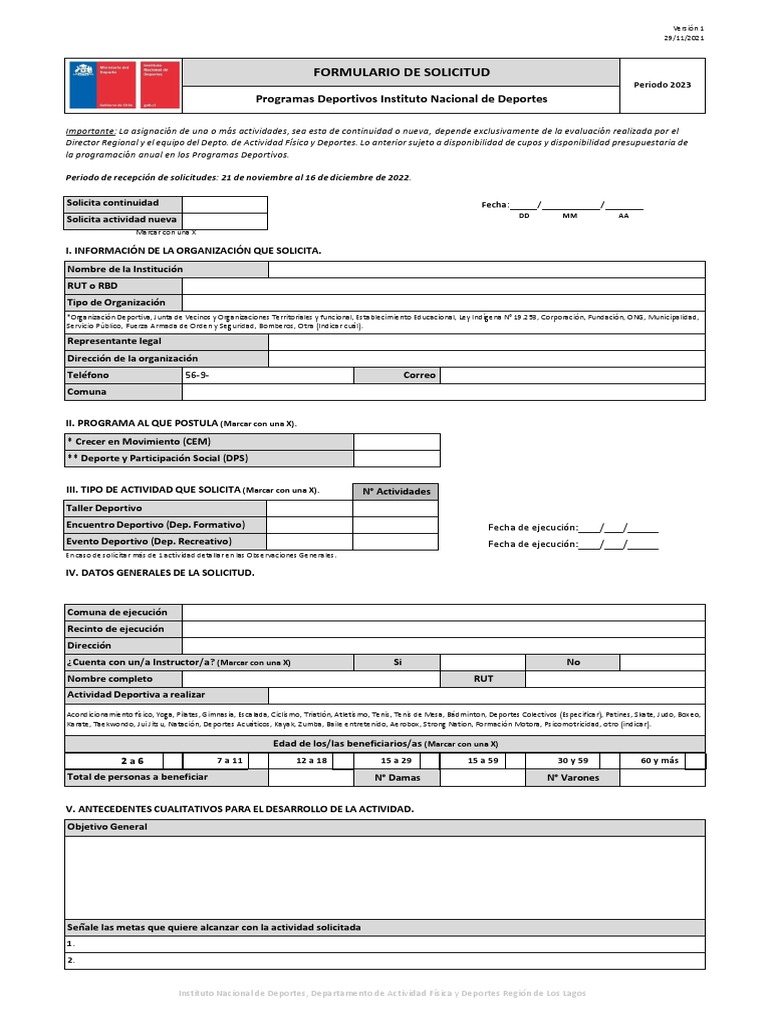 Formulario de Solicitud Programas Deportivos 2022-2023 | PDF | Deportes