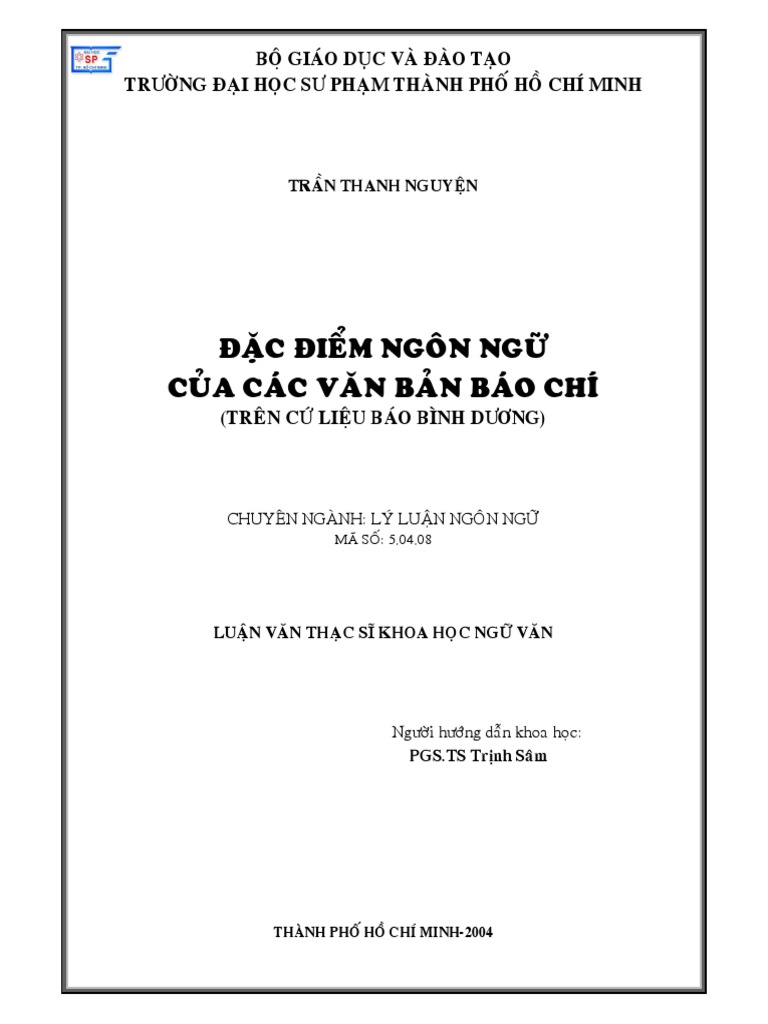 (123doc) Dac Diem Ngon Ngu Cua Cac Van Ban Bao Chi Tren Cu Lieu Bao Binh Duong | PDF