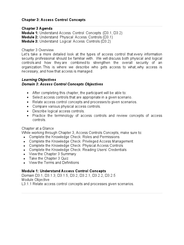 Isc Chapter 3 | PDF | Access Control | Information Security