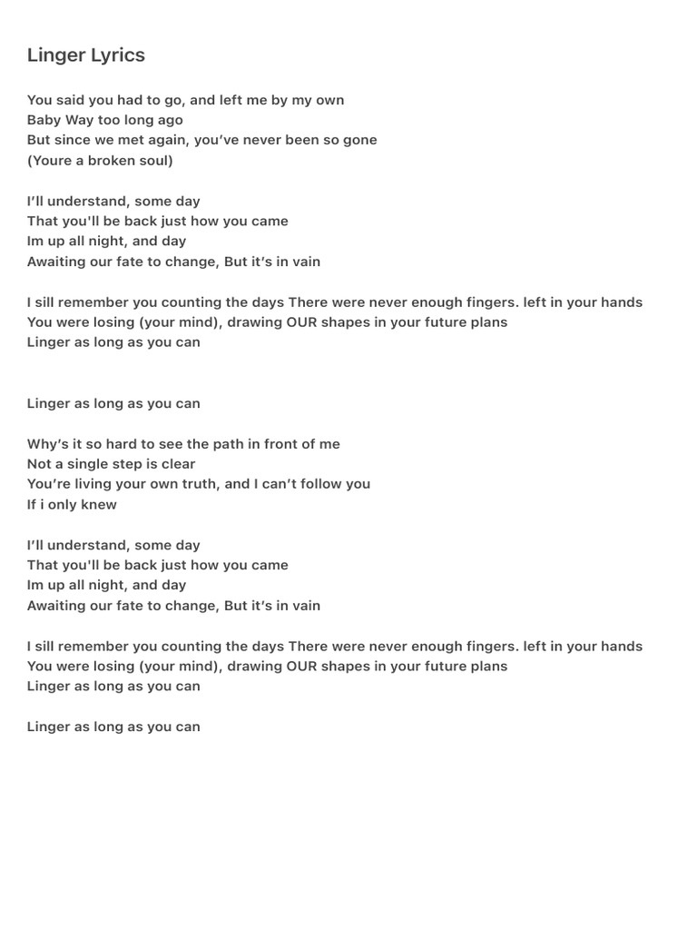 Linger Song Lyrics Analysis | PDF | Language Arts & Discipline | Art