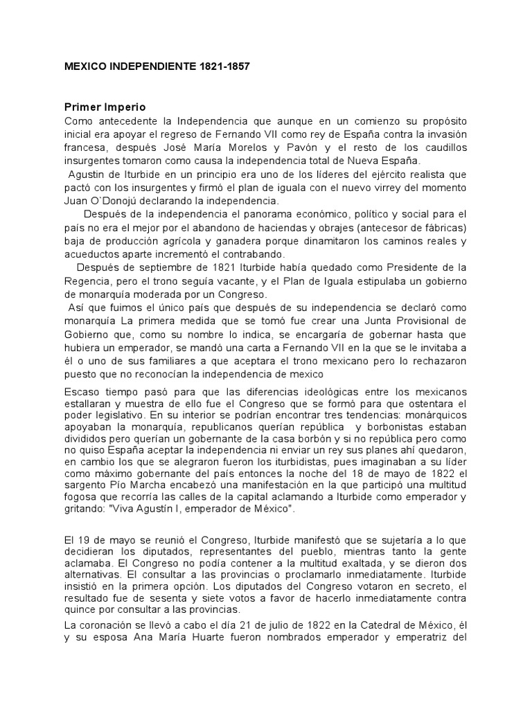 Mexico Independiente 1821-1857 | PDF | México | Gobierno