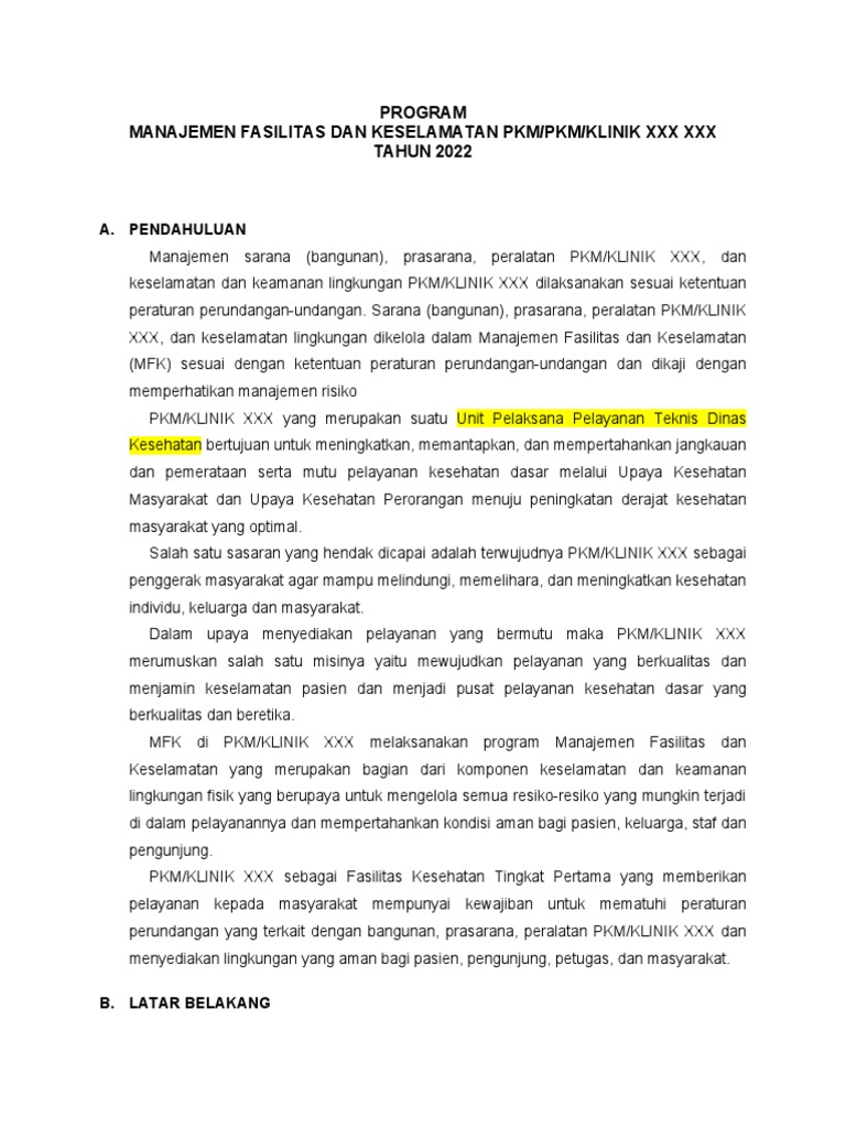 Program MFK untuk Klinik XXX | PDF