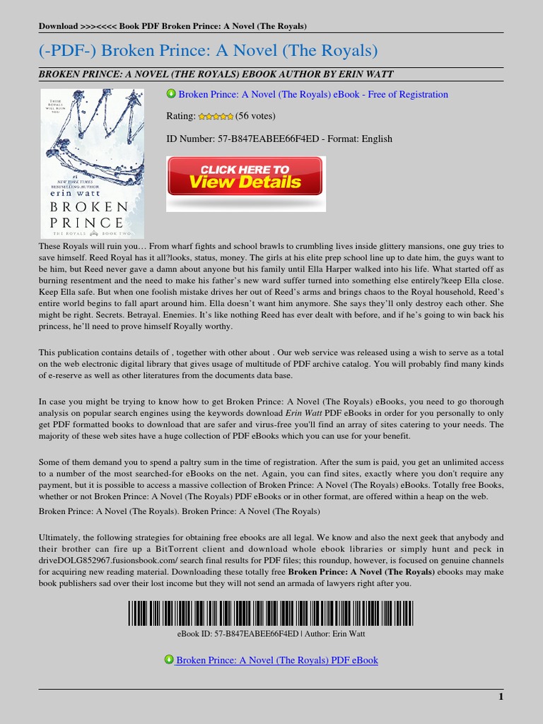 Broken Prince A Novel The Royals | PDF