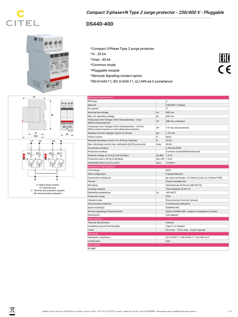 Citel 2CP 202302en DS440-400 | PDF | Alternating Current | Computer Engineering