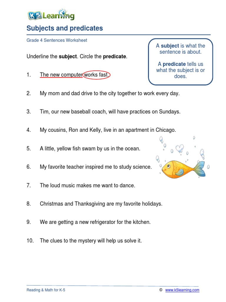 Subjects and Predicates Worksheet | PDF