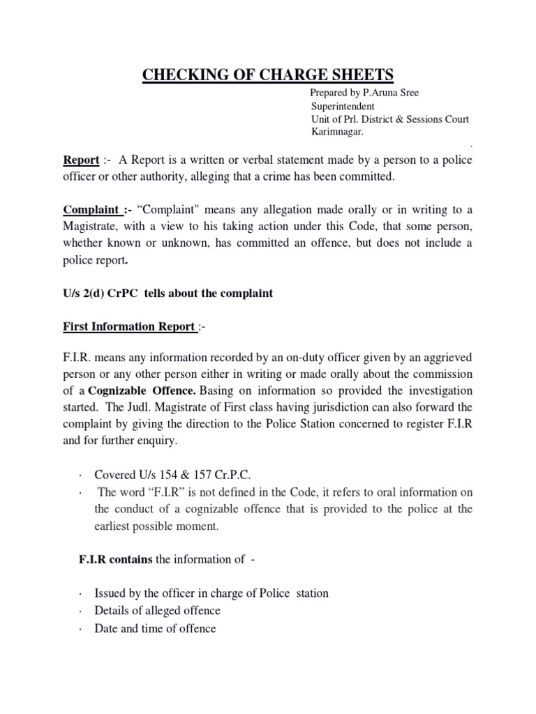 Checking of Charge Sheets | PDF