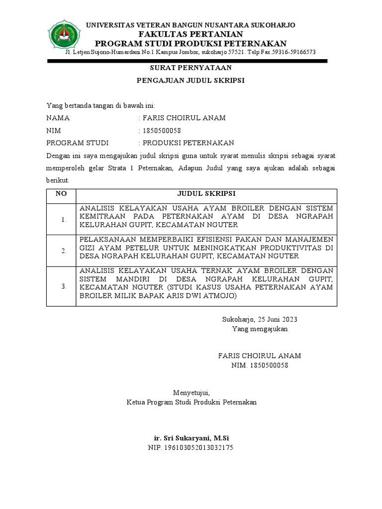 Pengajuan Judul Faris | PDF