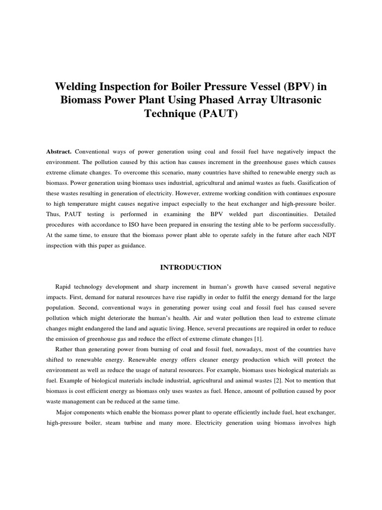 Welding Inspection For Boiler Pressure Vessel (BPV) in Biomass Power ...