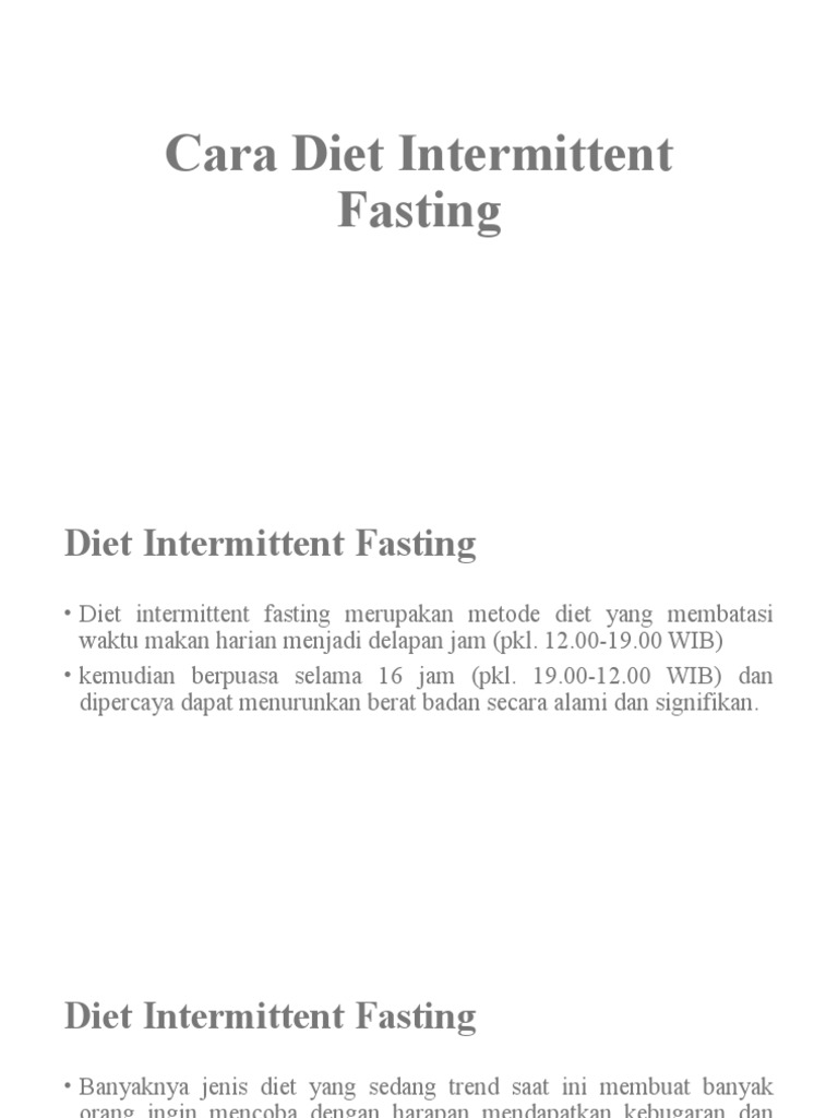 Cara Diet Intermittent Fasting | PDF | Kesehatan Holistik