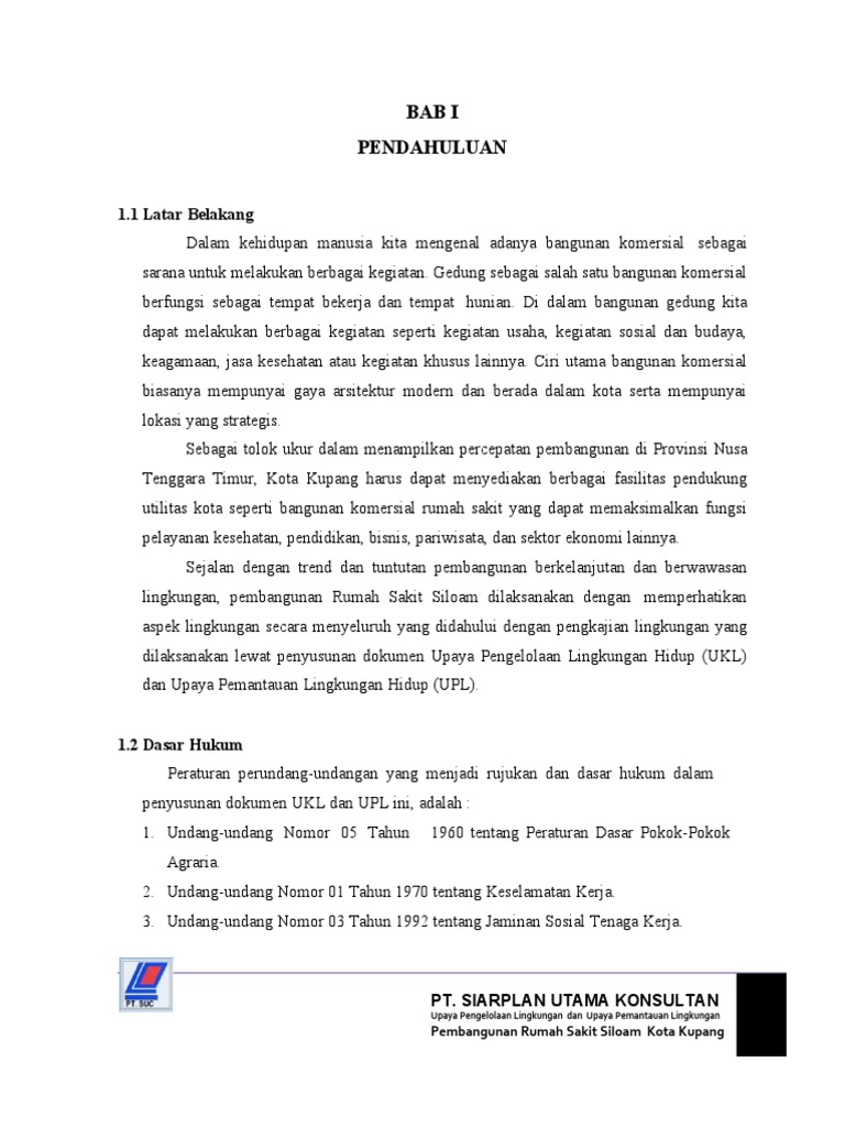 Contoh Laporan Ukl-Upl Rs Siloam | PDF