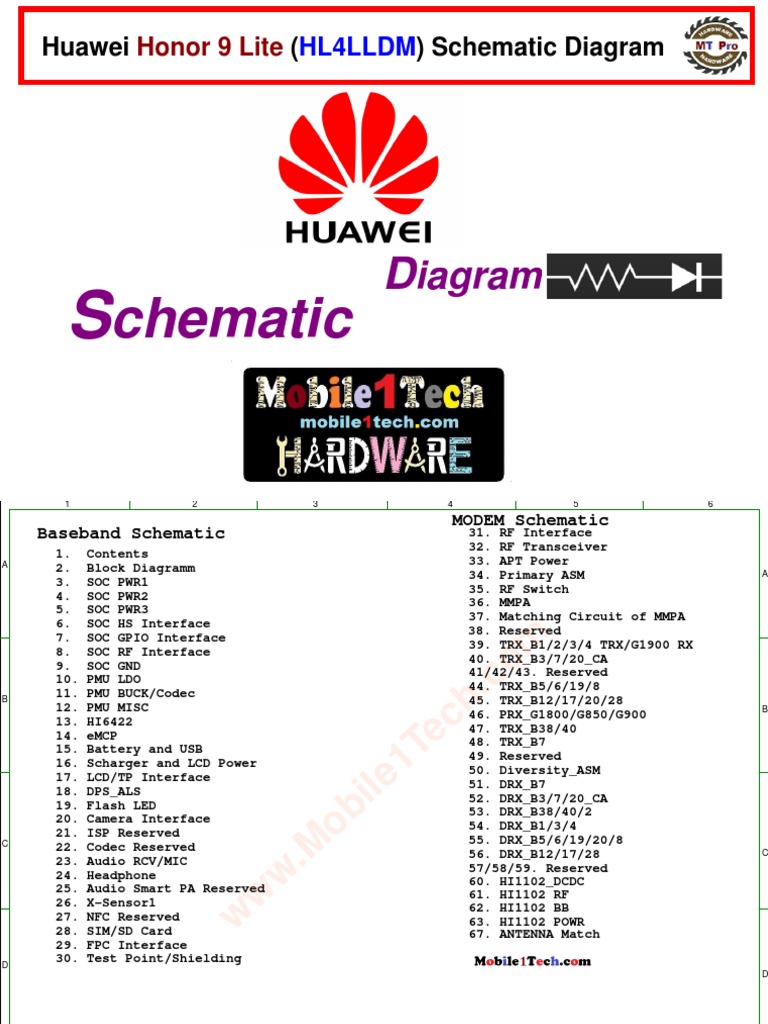 Honor 9 Lite PDF SCHEMATIC | PDF | Electrical Engineering | Computer Hardware