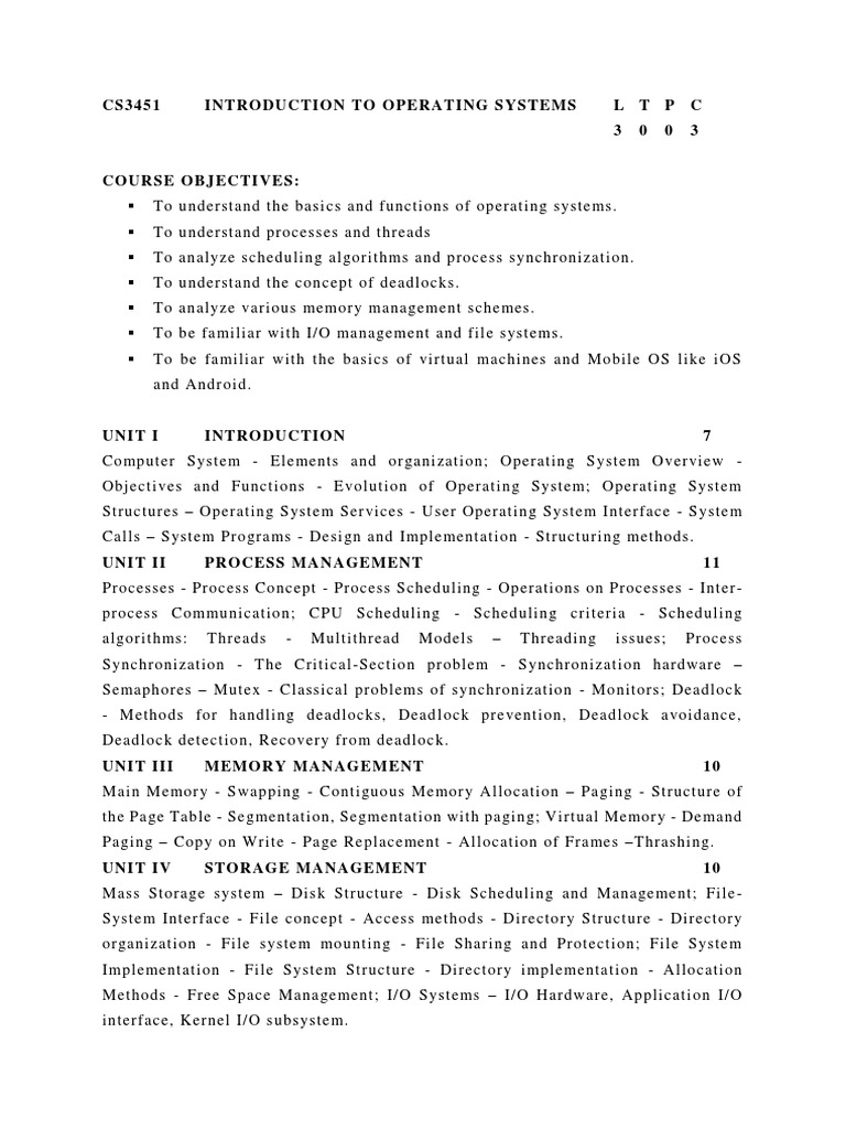 CS3451 Os | PDF | Process (Computing) | Operating System