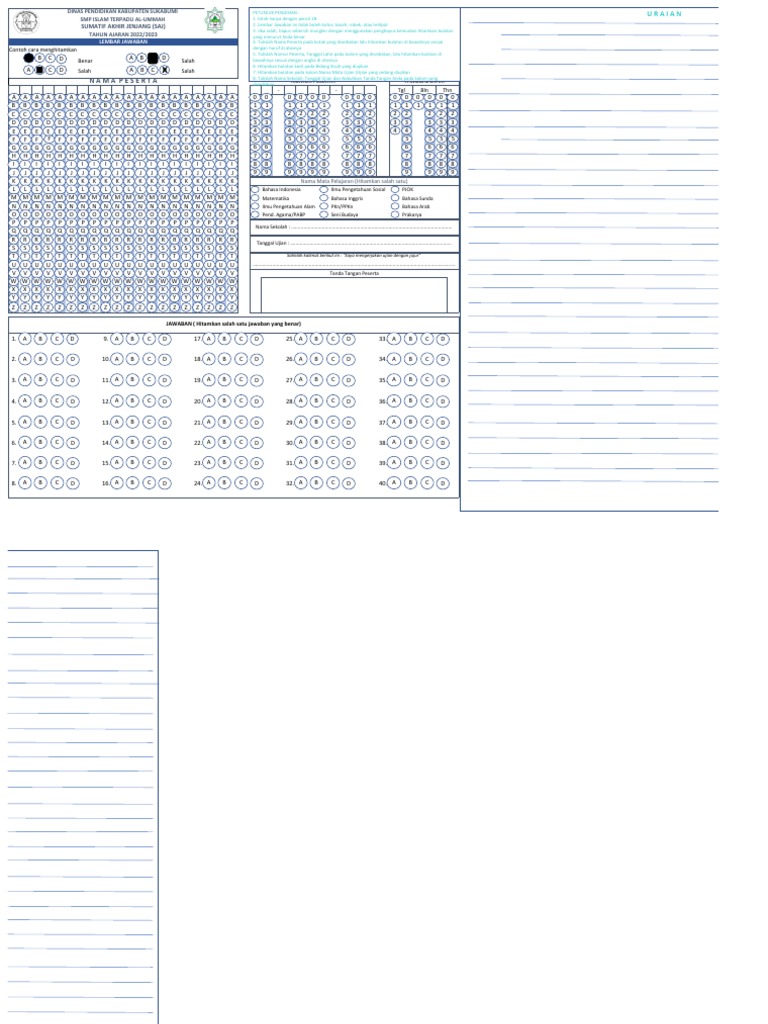 FORMAT LJK - Kompetensi Kader | PDF