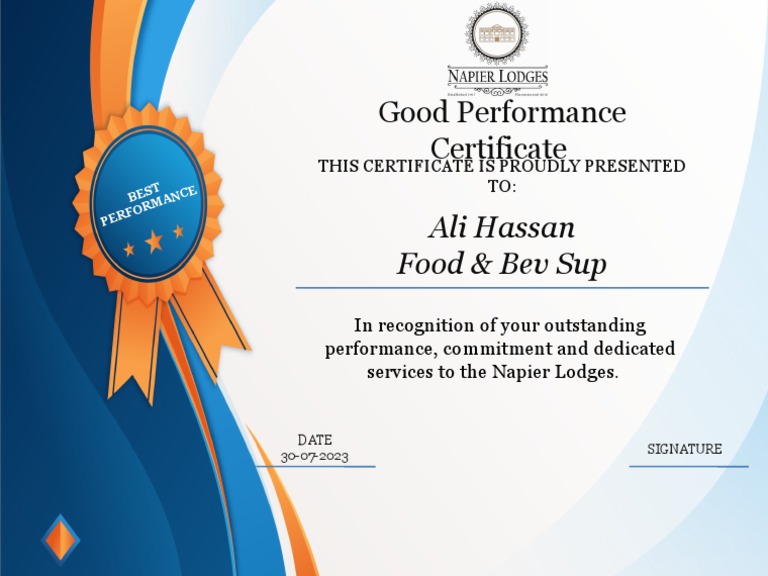 Certificate of Outstanding Performance | PDF