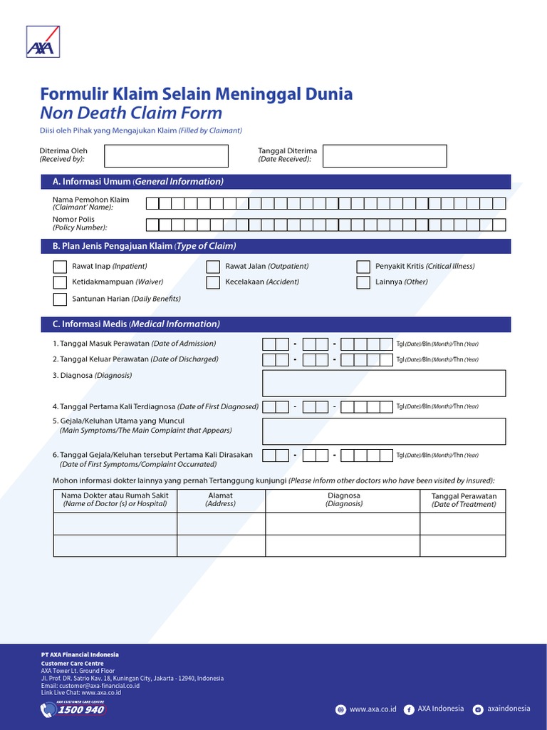 Formulir Klaim AXA MAndiri | PDF