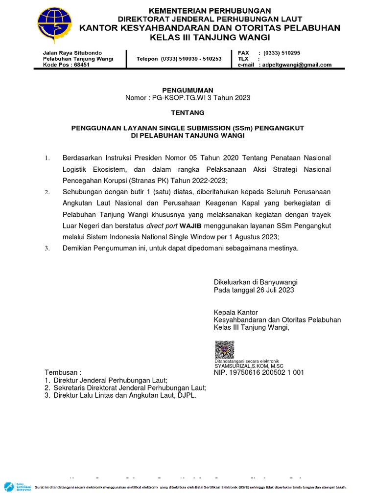 Wajib SSm di Pelabuhan Tanjung Wangi | PDF | Hukum | Sains & Matematika