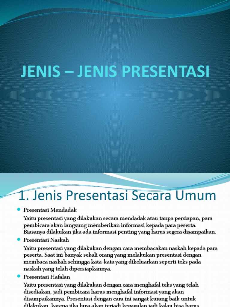 Panduan Lengkap Jenis Presentasi | PDF