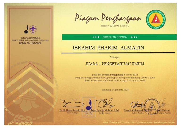 Penulisan Piagam Tri Lomba Penggalang 3 - Sangga Kerja Juri | PDF