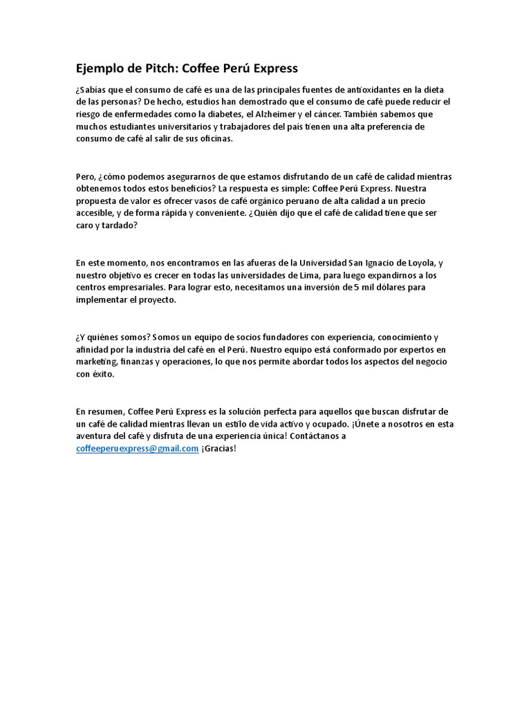 Ejemplo de Pitch | PDF