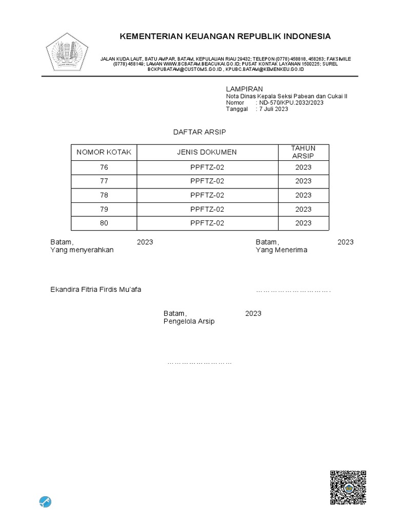 Arsip PPFTZ-02 Batam 2023 | PDF