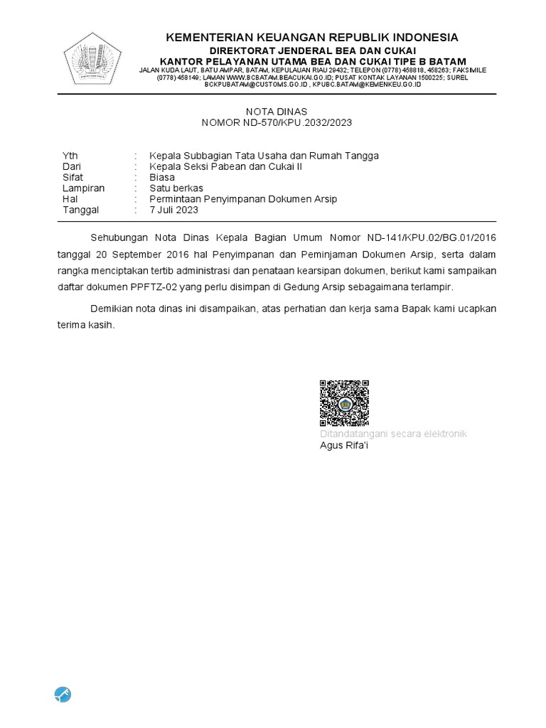 Permintaan Penyimpanan Dokumen Arsip | PDF