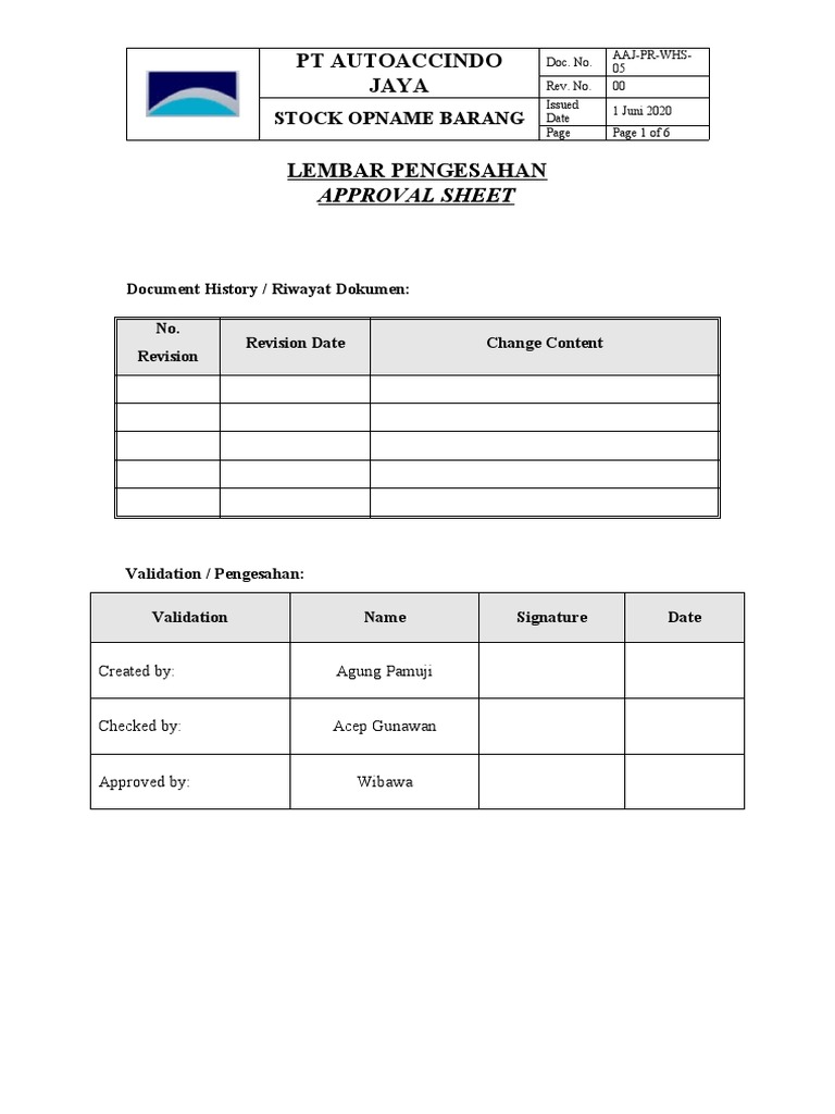 AAJ-PR-WHS-05 Prosedur Stock Opname | PDF