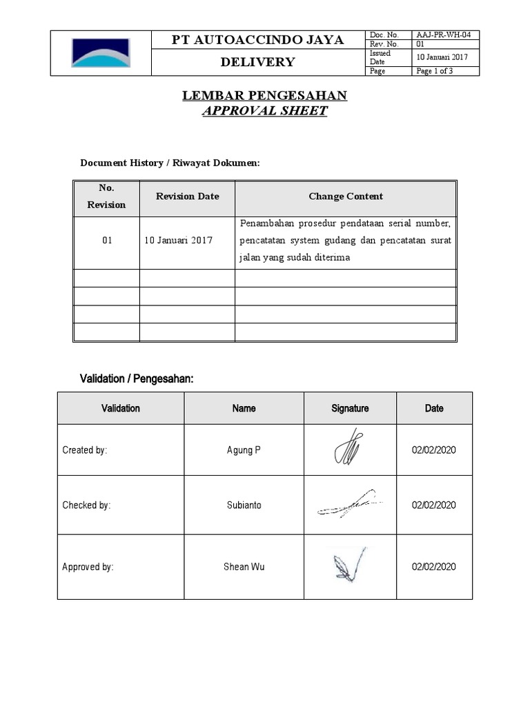 AAJ-PR-WHS-04 Prosedur Delivery | PDF