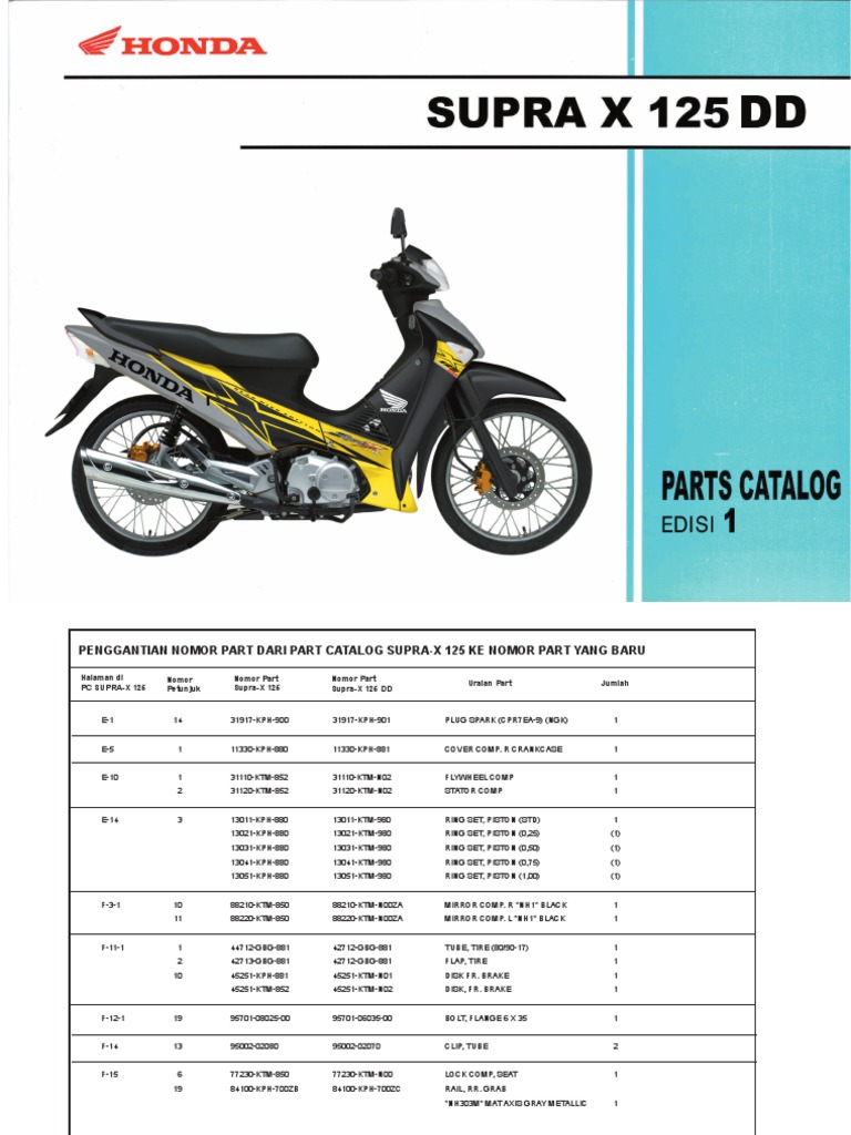 Supra X 125 DD Parts Catalog | PDF | Screw | Wheel