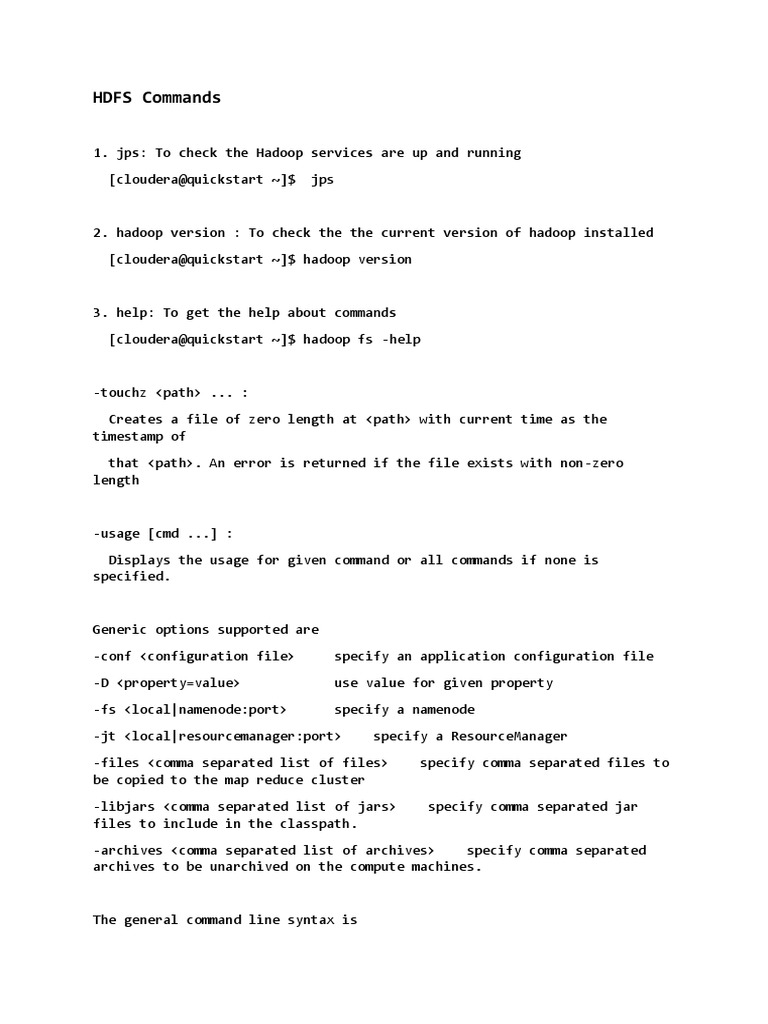 HDFS Commands | PDF