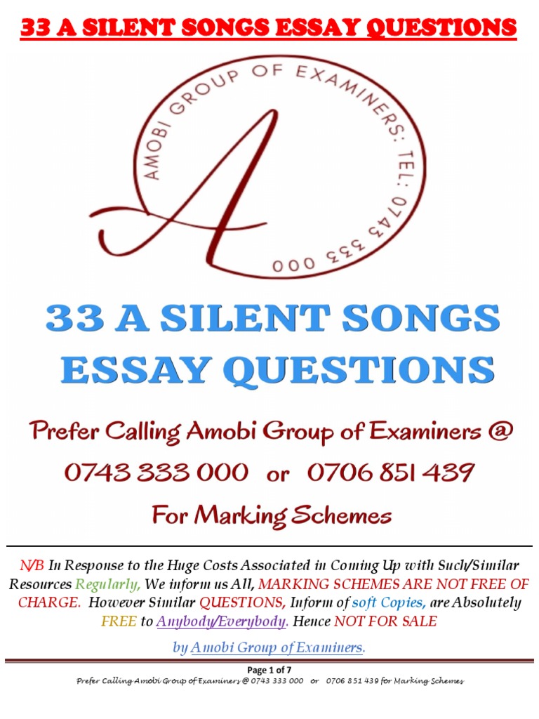 33 A Silent Songs Essay QSNS | PDF | Truth