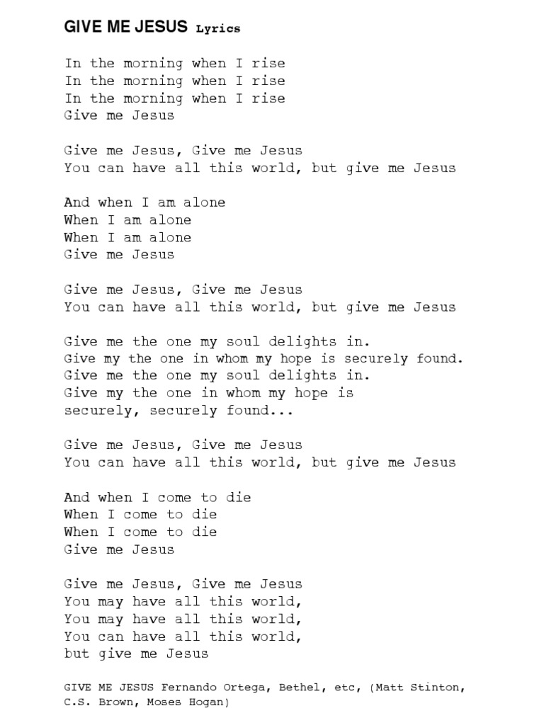 Give+Me+Jesus+Lyrics | PDF