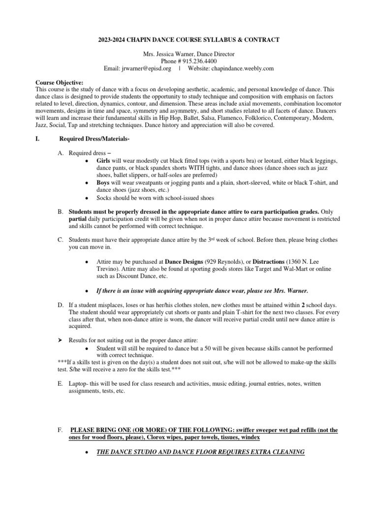 CHS Dance Course Guide | PDF | Clothing | Dances