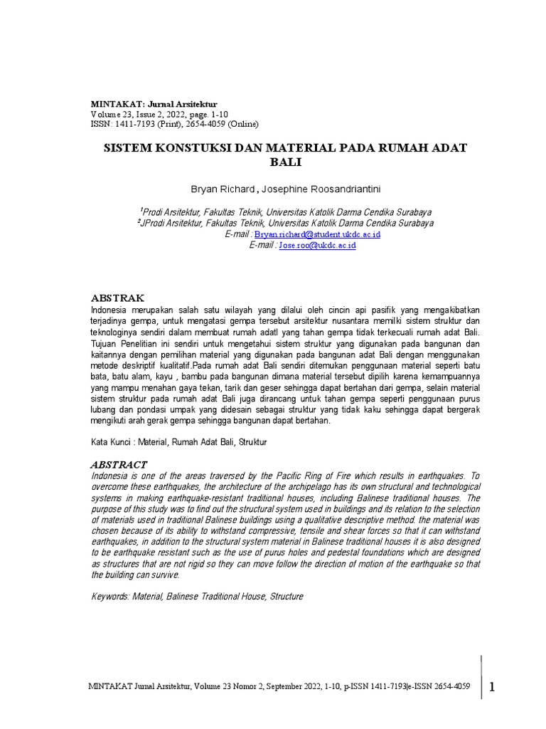 Struktur dan Material Rumah Adat Bali | PDF
