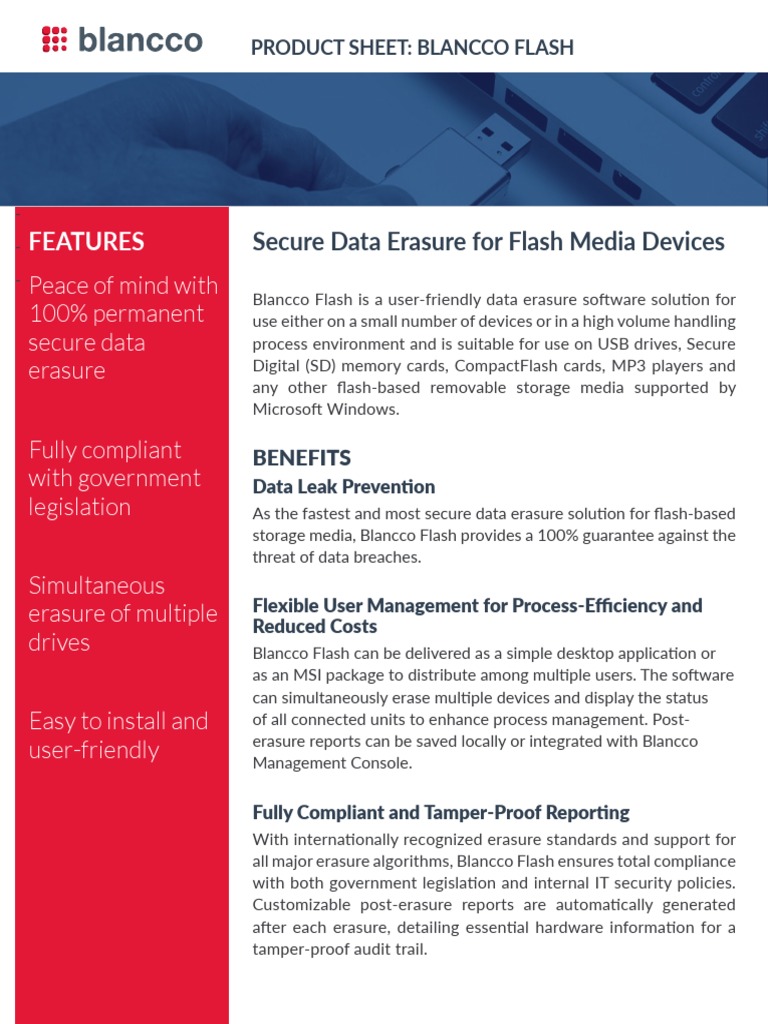 Blancco FLASH Datasheet | PDF | Flash Memory | Usb Flash Drive