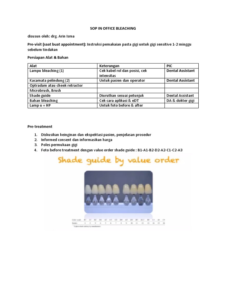 Sop in Office Bleaching | PDF | Bisnis