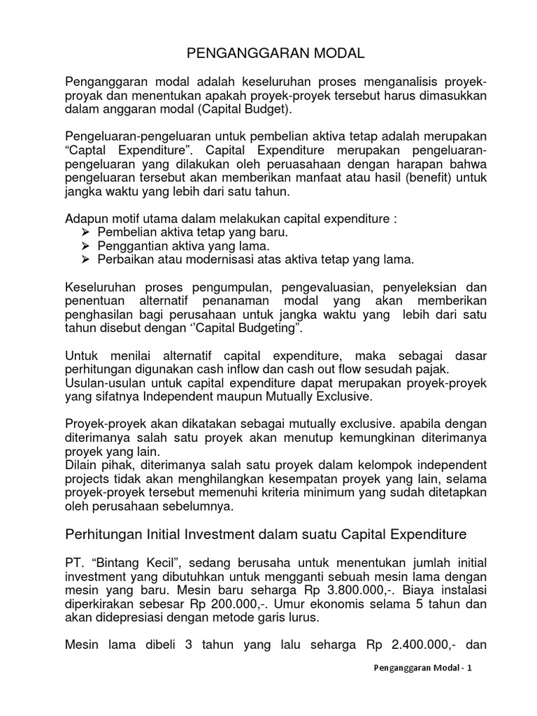Penganggaran Modal | PDF