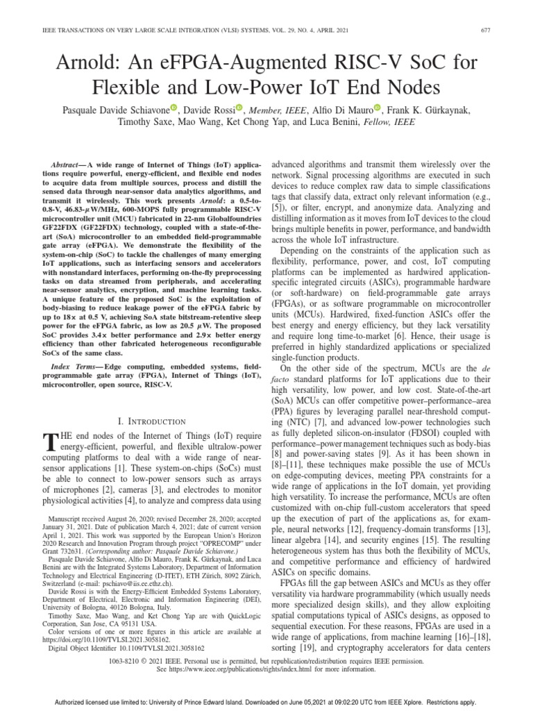 Arnold An eFPGA-Augmented RISC-V SoC For Low Power Iot End Nodes | PDF ... Arnold An eFPGA-Augmented RISC-V SoC For Low Power Iot End Nodes | PDF ...