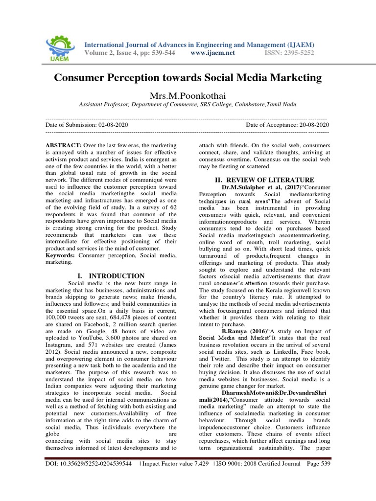 Consumer Perception Towards Social Media Marketing | PDF | Social Media | Popular Culture ...