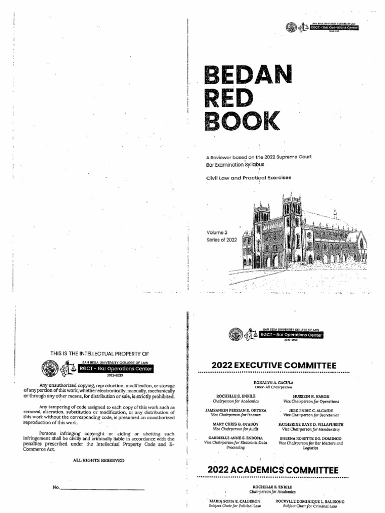 2022 Bedan Red Book - Civil Law and Practical Exercises | PDF